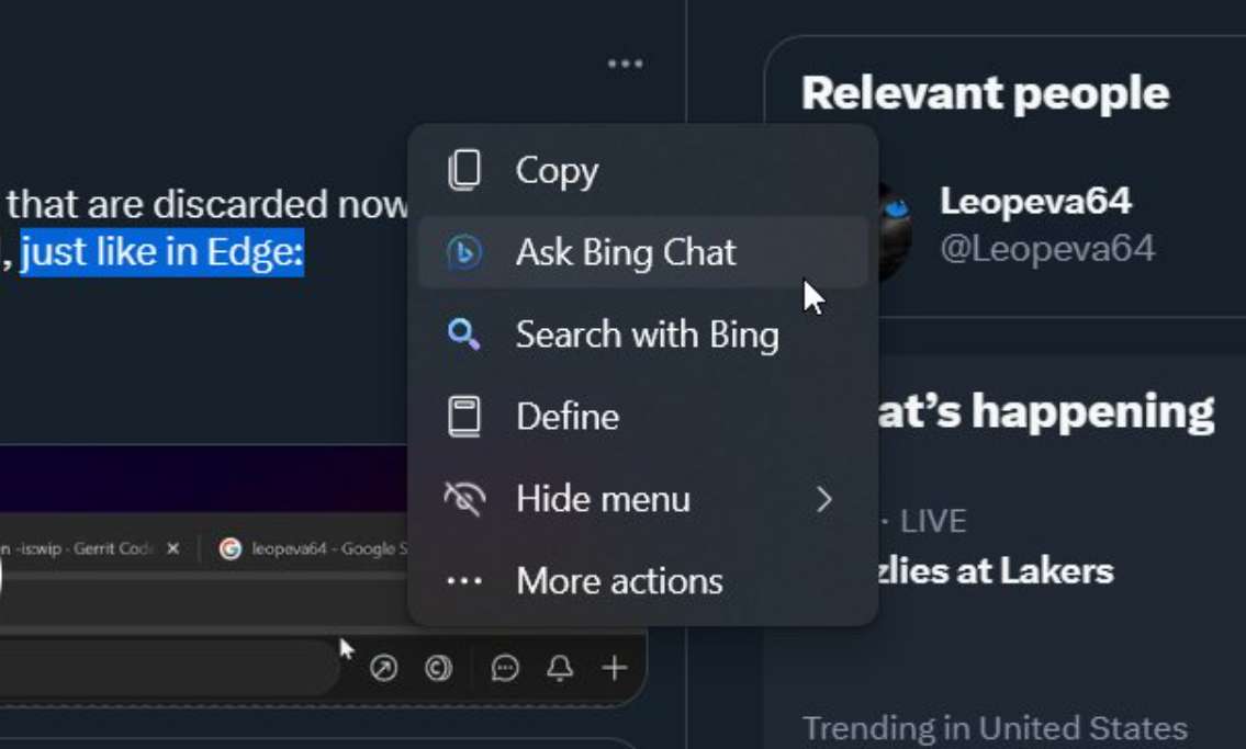 微软 Edge 浏览器将把 Bing Chat 集成到右键菜单，划词即可询问_【快资讯】