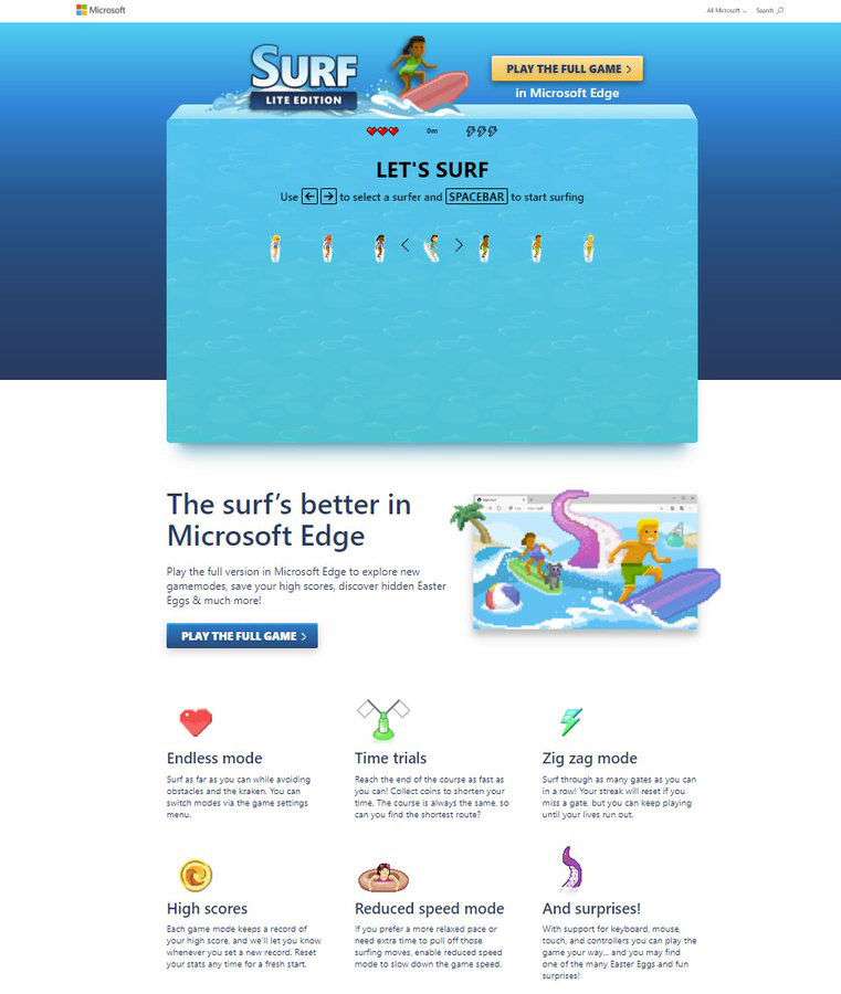 Chrome 浏览器也能玩 Surf 冲浪小游戏_【快资讯】
