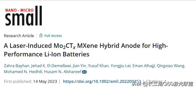《SMALL》激光诱导 Mo2CTx MXene用于提高锂离子电池性能_【快资讯】