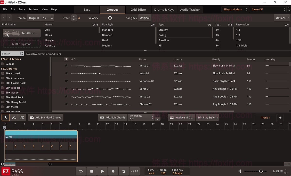 Toontrack EZBass v1.1.8 +MIDI Packs 虚拟低音贝斯-NobyDa